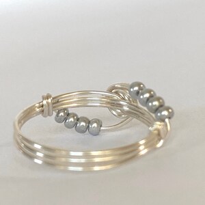 Silver Fidget Ring With Silver Beads / Worry Ring Silver / Fidget ...