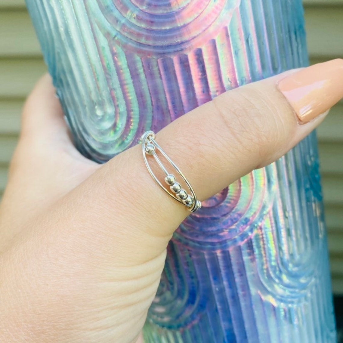 Pure Sterling Silver Fidget Ring Spinner / Meditation Ring / - Etsy