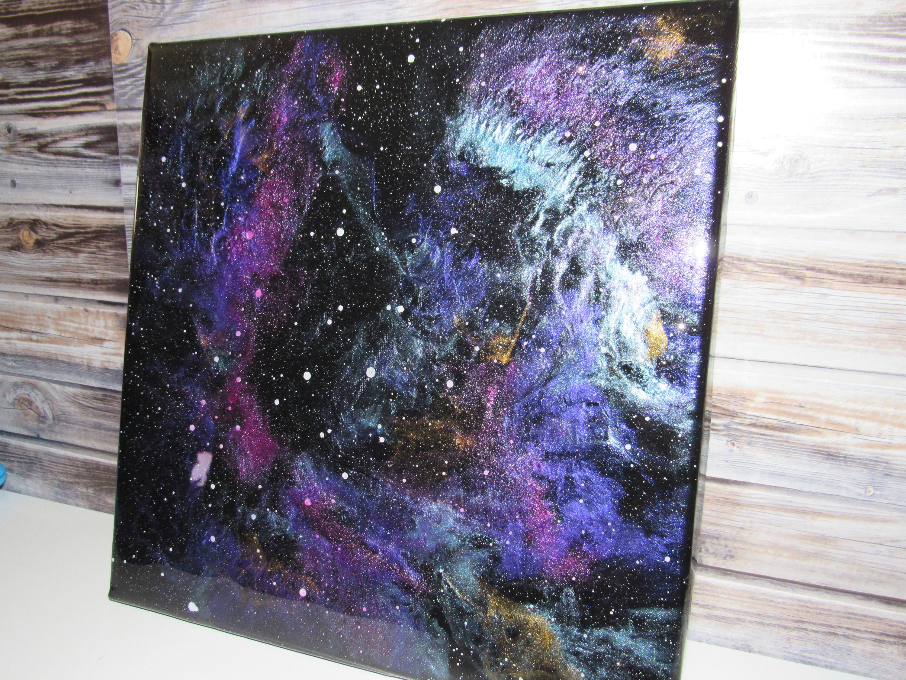 Spiral Nebula Galaxy Resin Art Abstract Original Canvas | Etsy