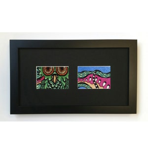 ACEO Picture Frame Thin Black Wood With Matting Fits Two ATC Prints ...