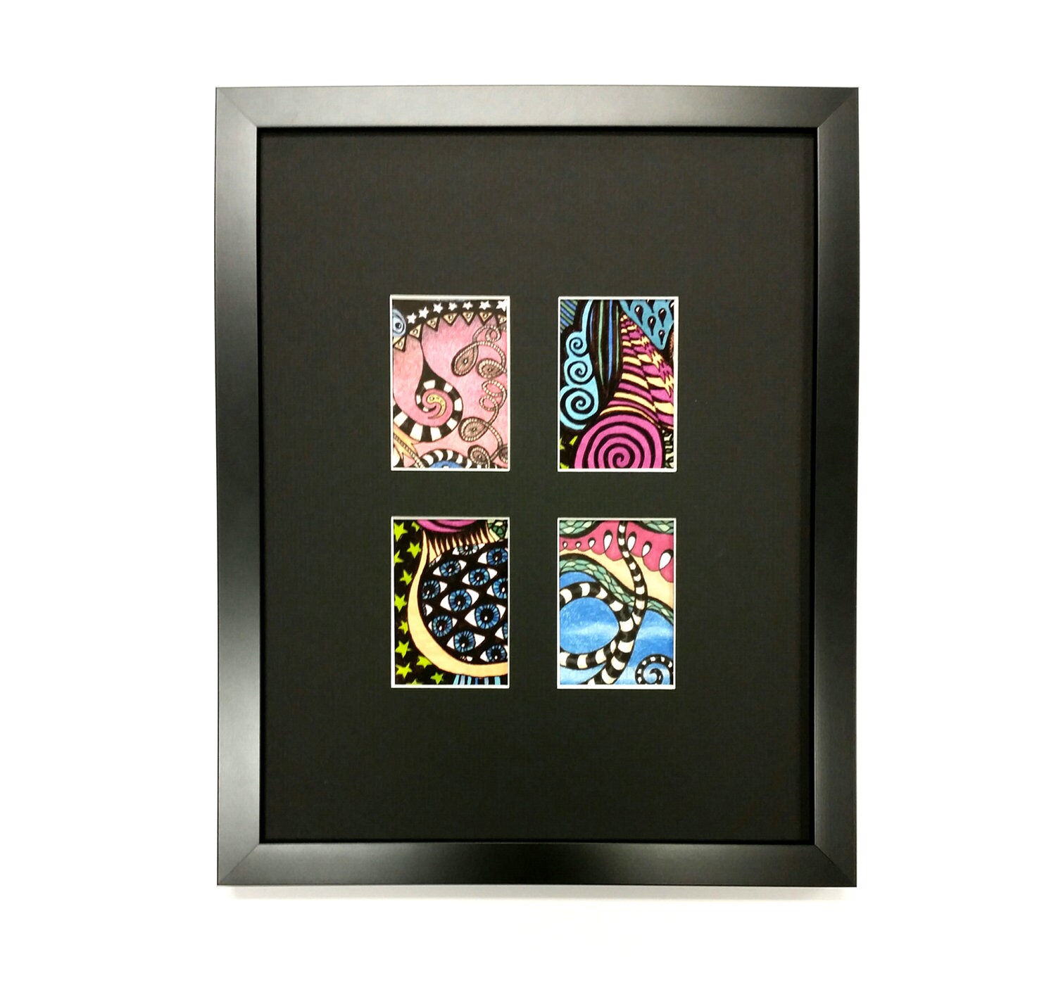 ACEO Picture Frame Thin Black Wood With Matting Fits Four | Etsy