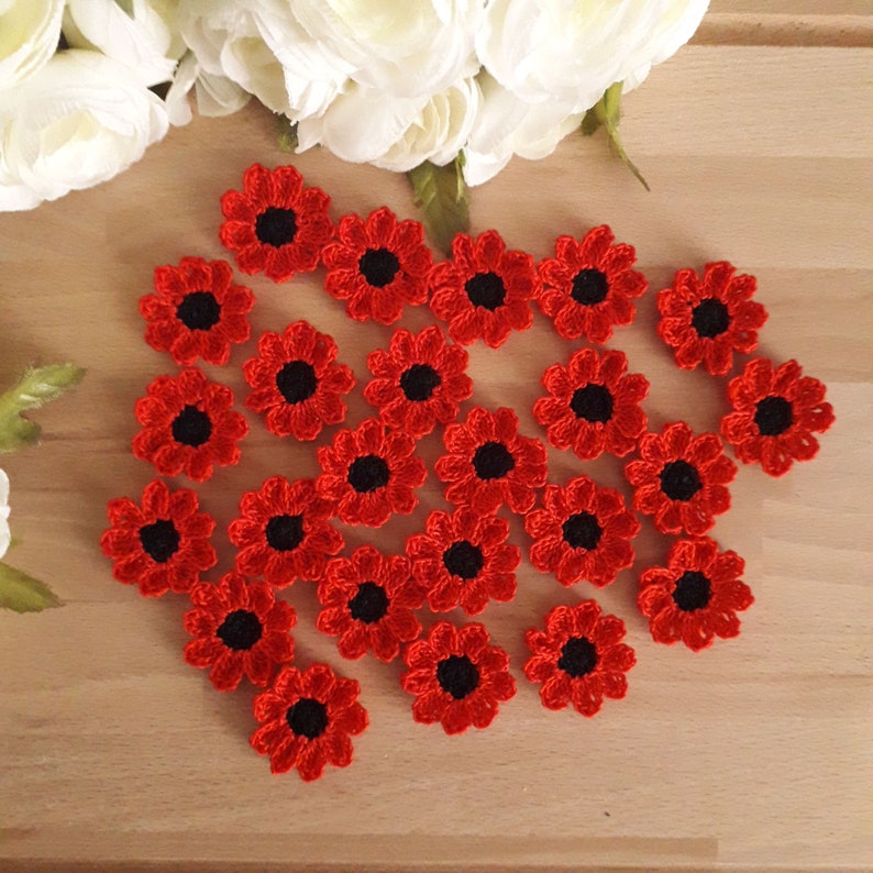 18pcs Lacy Crochet Poppy Daisies 1 1/4 Inch or 35 Cm - Etsy