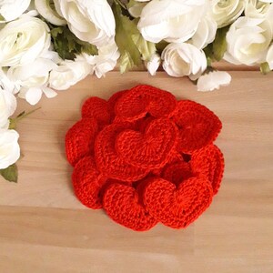 12pcs Large Crochet Red Hearts 2 1/4 X 2 Inch 5 1/2 X 5 Cm - Etsy
