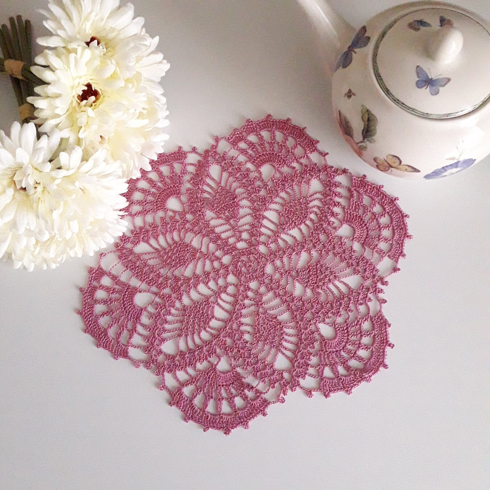 Garden Rose Crochet Lace Doily Model portia - Etsy