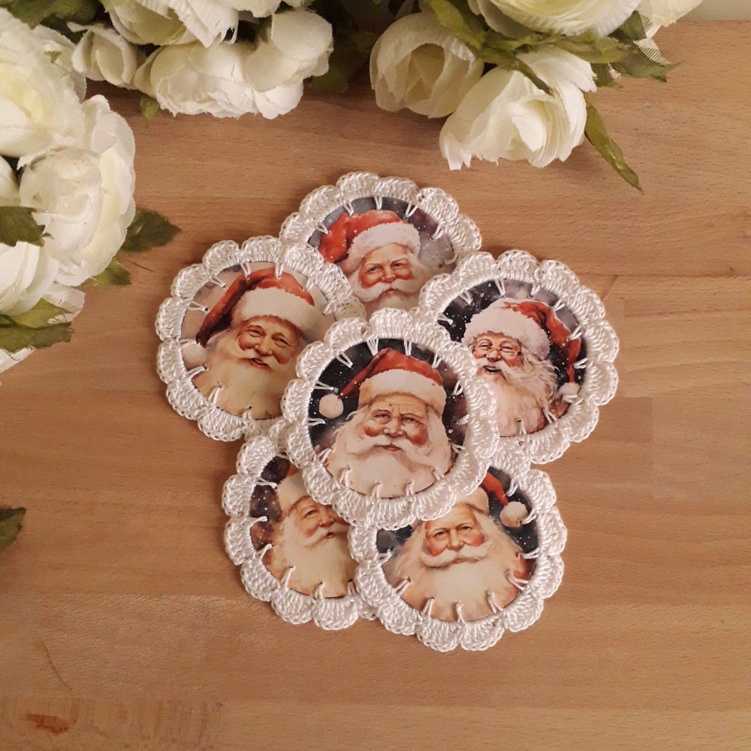 6pcs White Crochet Framed Santa Circles 3 Inch or 7,5 Cm - Etsy