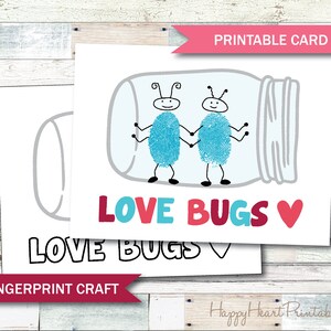 Valentines Fingerprint Card - Love Bugs - Etsy