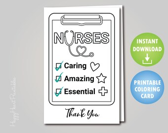 Nurse Appreciation Coloring Card Mother's Day Activity Page DIY Kids ...