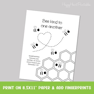 Fingerprint Bee Bible Craft - Bee Kind - Etsy
