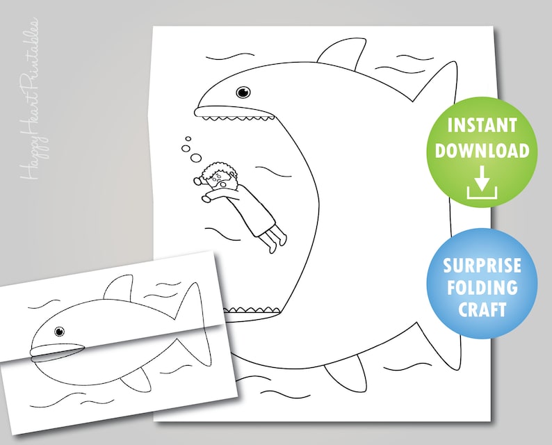 Jonah and the Big Fish Folding Surprise Bible Craft - Etsy