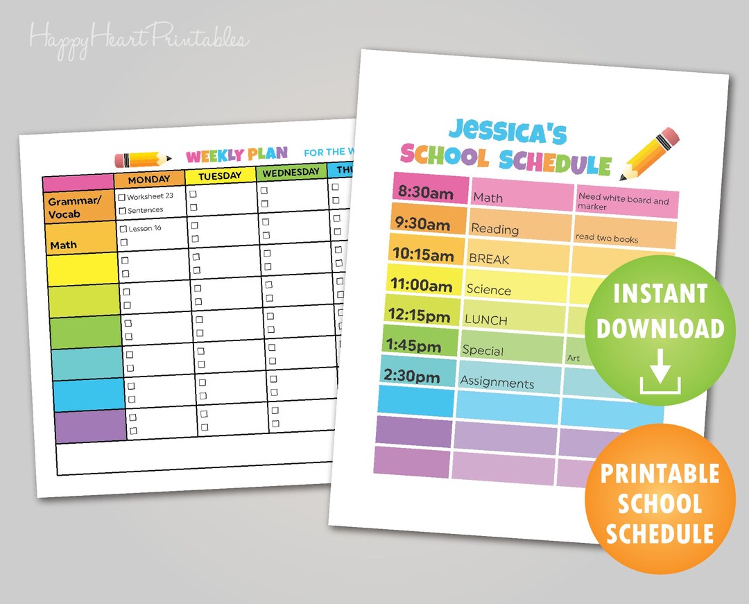 Printable School Schedule and Weekly Planner - Editable PDF - Etsy