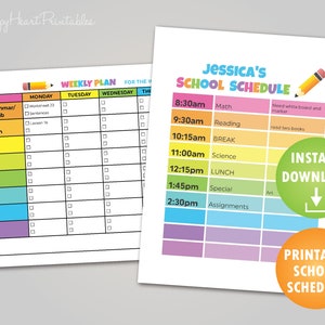 Printable School Schedule and Weekly Planner - Editable PDF - Etsy
