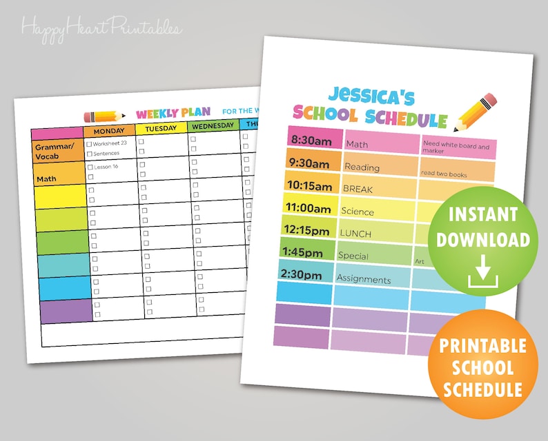 Printable School Schedule and Weekly Planner - Editable PDF - Etsy