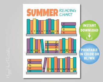 100 Books of Summer Printable, Summer Reading Printable, Summer Reading ...