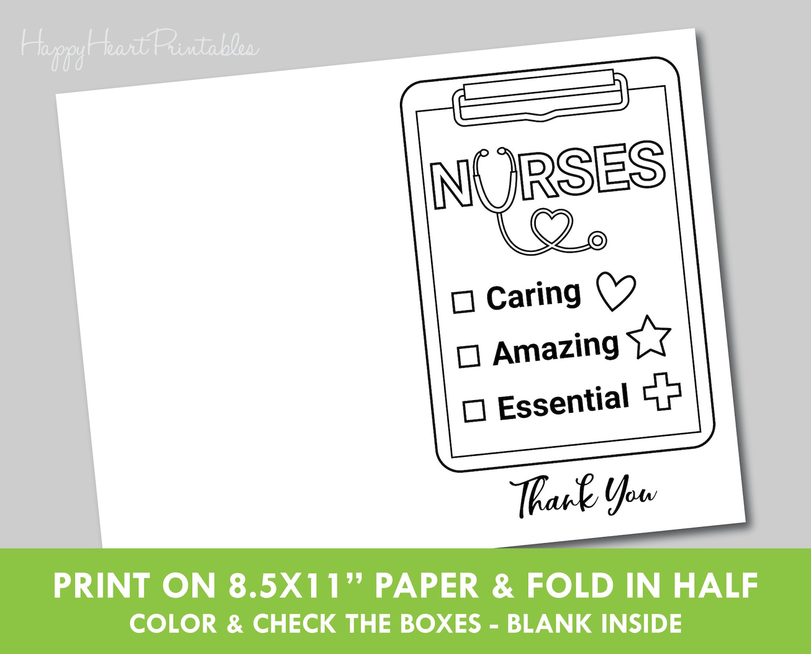 Nurse Thank You Coloring Card | Etsy