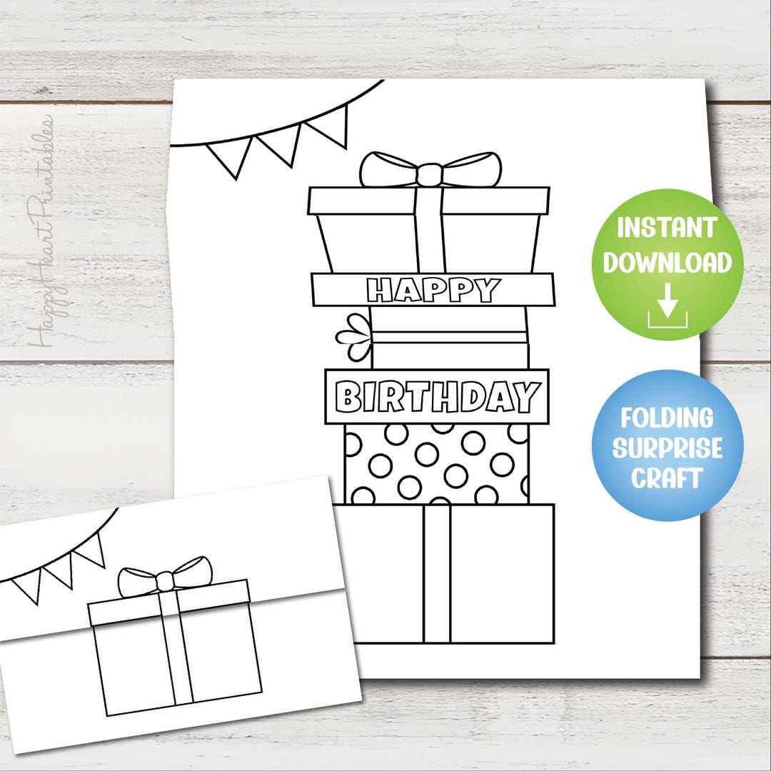 Folding Surprise Birthday Present Card - Etsy