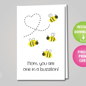 Fingerprint Bee Printable Mother's Day Card - Etsy