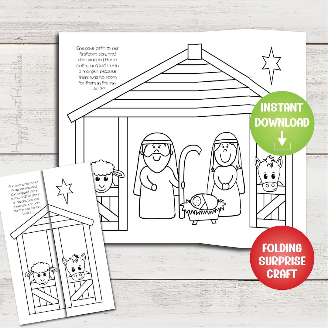 Nativity Folding Surprise Craft - Etsy