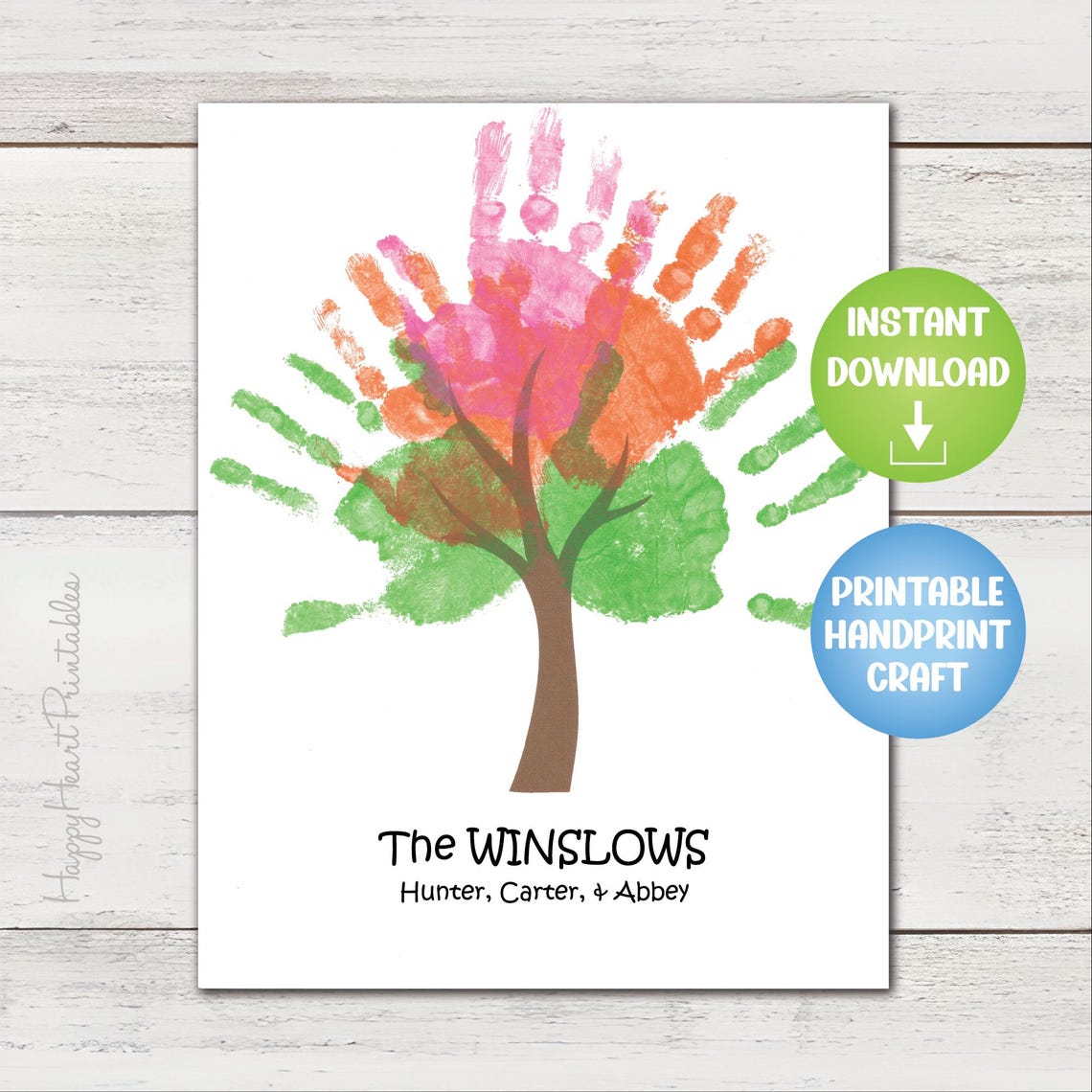 Editable Handprint Family Tree - Baby Handprint - Kids DIY Craft - Etsy