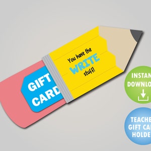 Printable Pencil Gift Card Holder for Teacher - Etsy