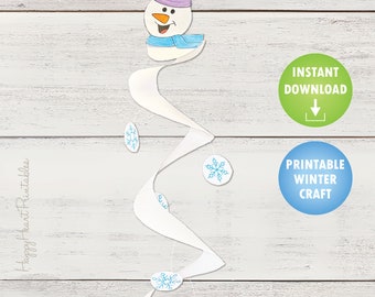 Snowman Kid's Craft, Winter Kid's Craft, Printable Snowman Craft ...