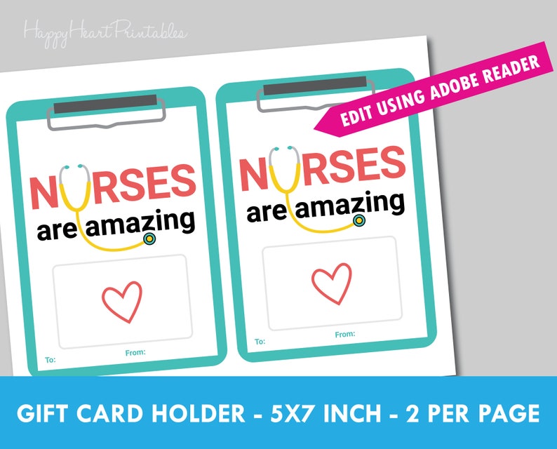 Nurse Appreciation Gift Card Holder Printable - Etsy