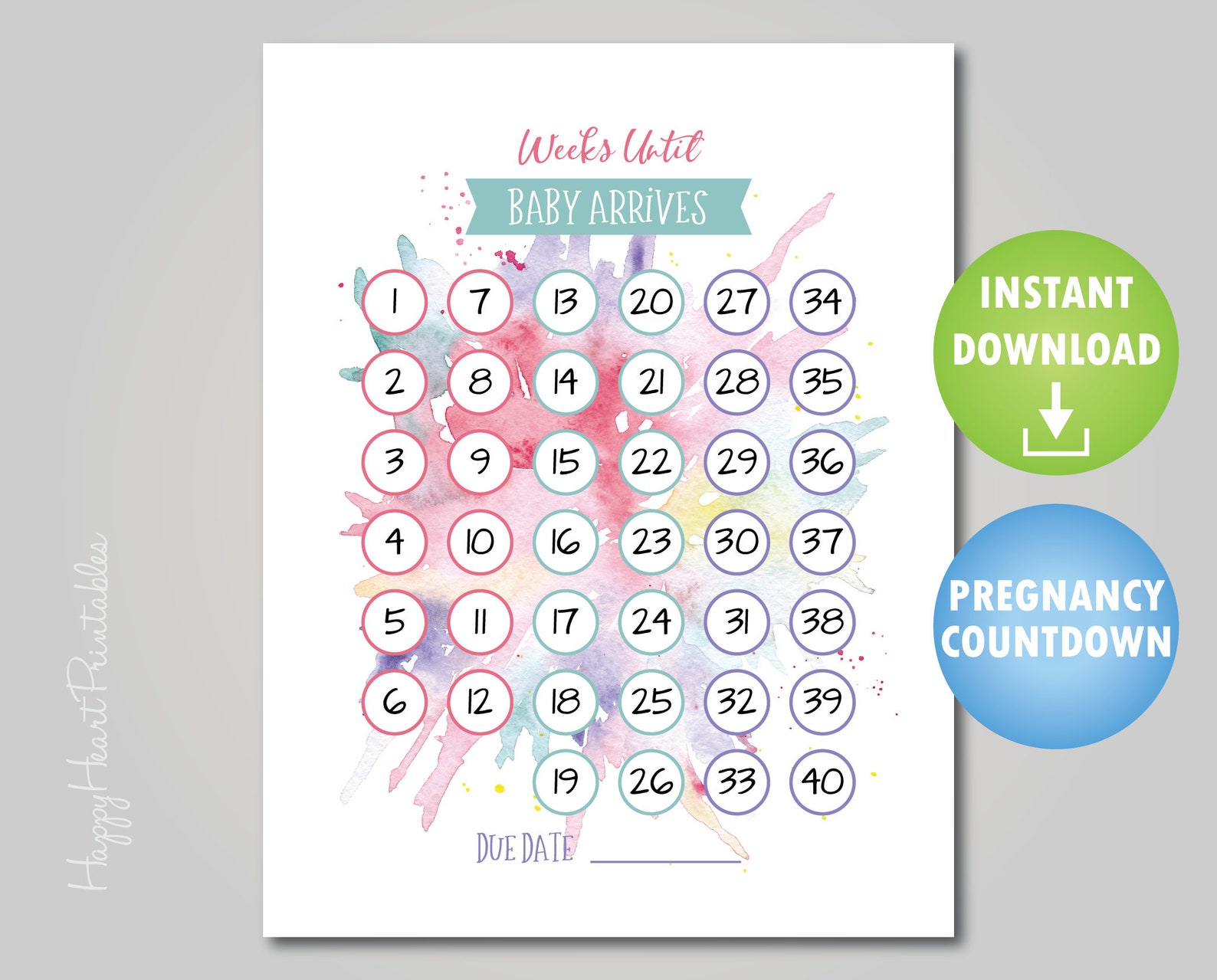 Printable Pregnancy Countdown - Etsy