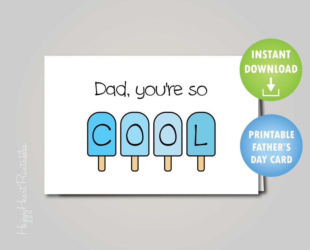Printable Father's Day Card Cool Popsicle Card - Etsy