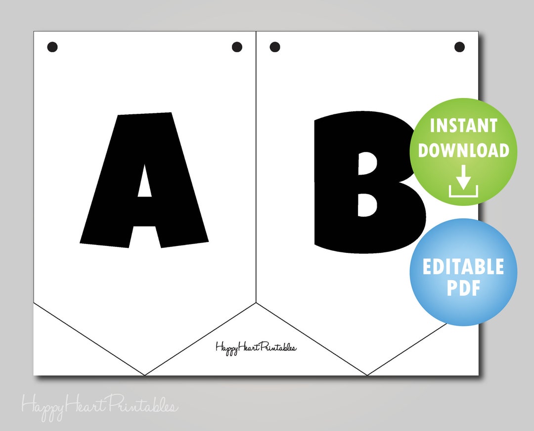 Editable Pennant Banner Template - Printable Banner Template - Etsy