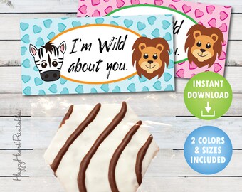 3.5 Printable Wild About You Animal Cracker Cookies Valentine's Day ...