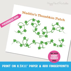 Fall Fingerprint Art - Thumbkin Patch - Printable Pumpkin Patch ...