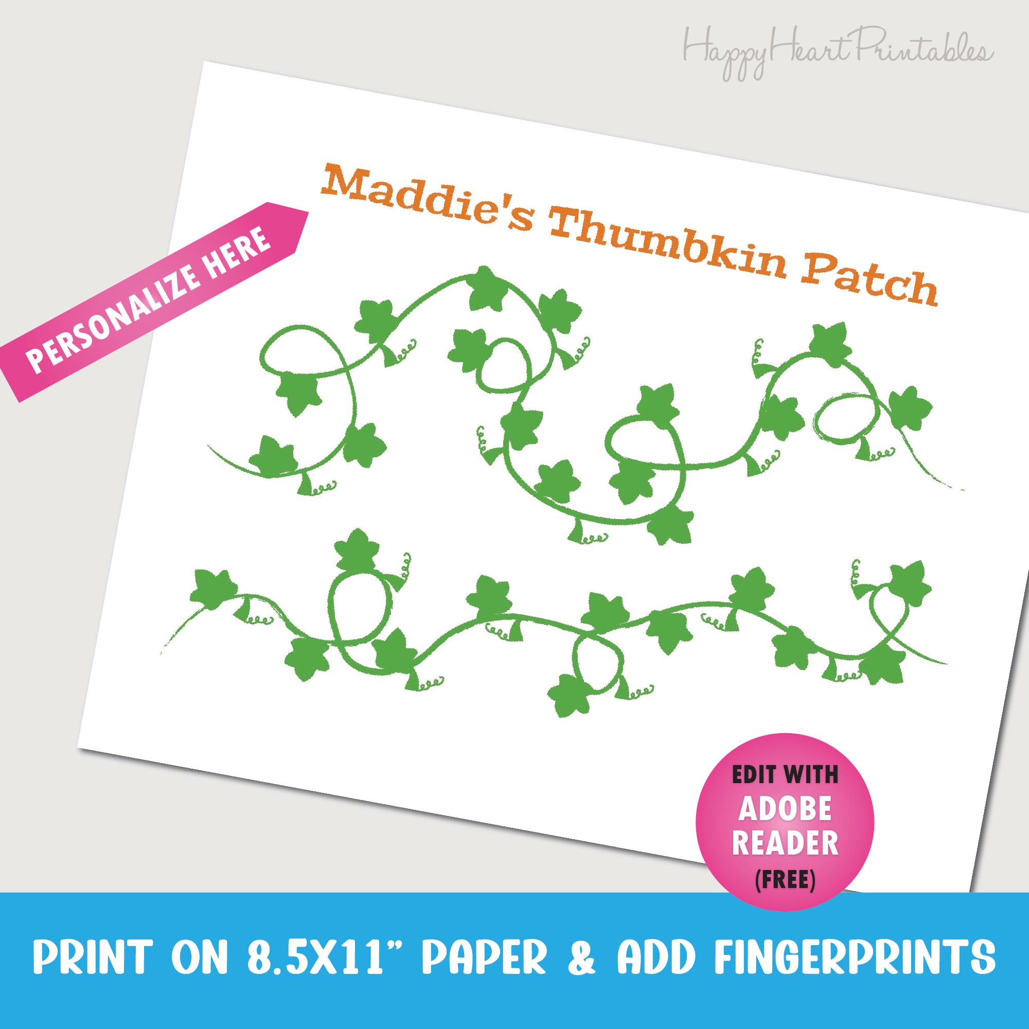 Fall Fingerprint Art - Thumbkin Patch - Printable Pumpkin Patch ...
