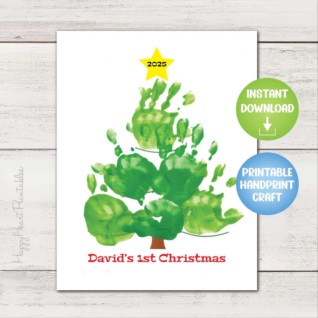 Handprint Christmas Tree Printable Template - Christmas Handprint Art ...