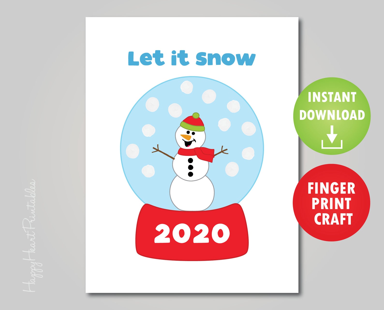 Snow Globe Fingerprint Craft Fingerprint Christmas Art | Etsy