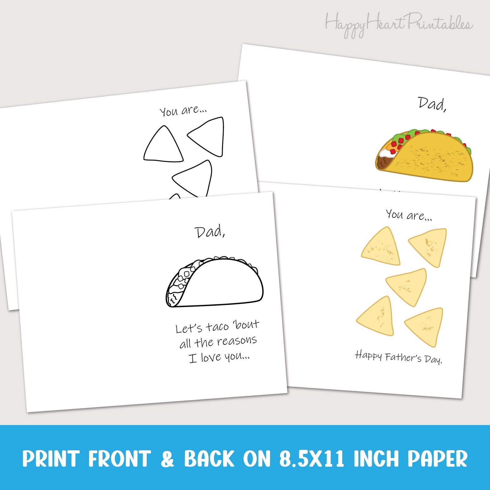 Father's Day Printable Taco Card - Fill in the Blank Card - Etsy