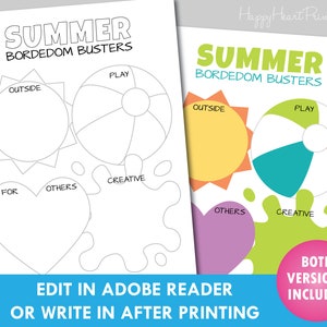 Printable Boredom Busters List - Etsy