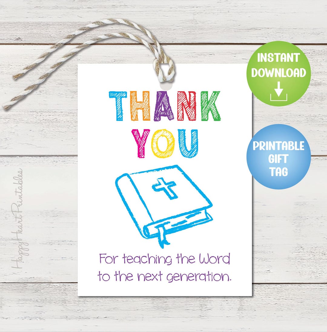 Sunday School Teacher Thank You Gift Tag - Etsy