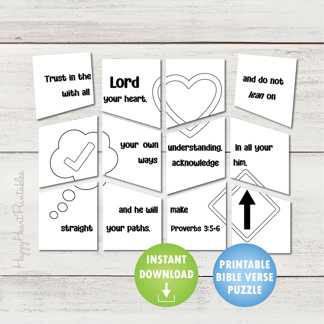 Printable Bible Verse Puzzle - Proverbs 3:5 - Etsy