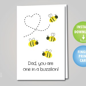 Fingerprint Bee Printable Father's Day Card - Etsy