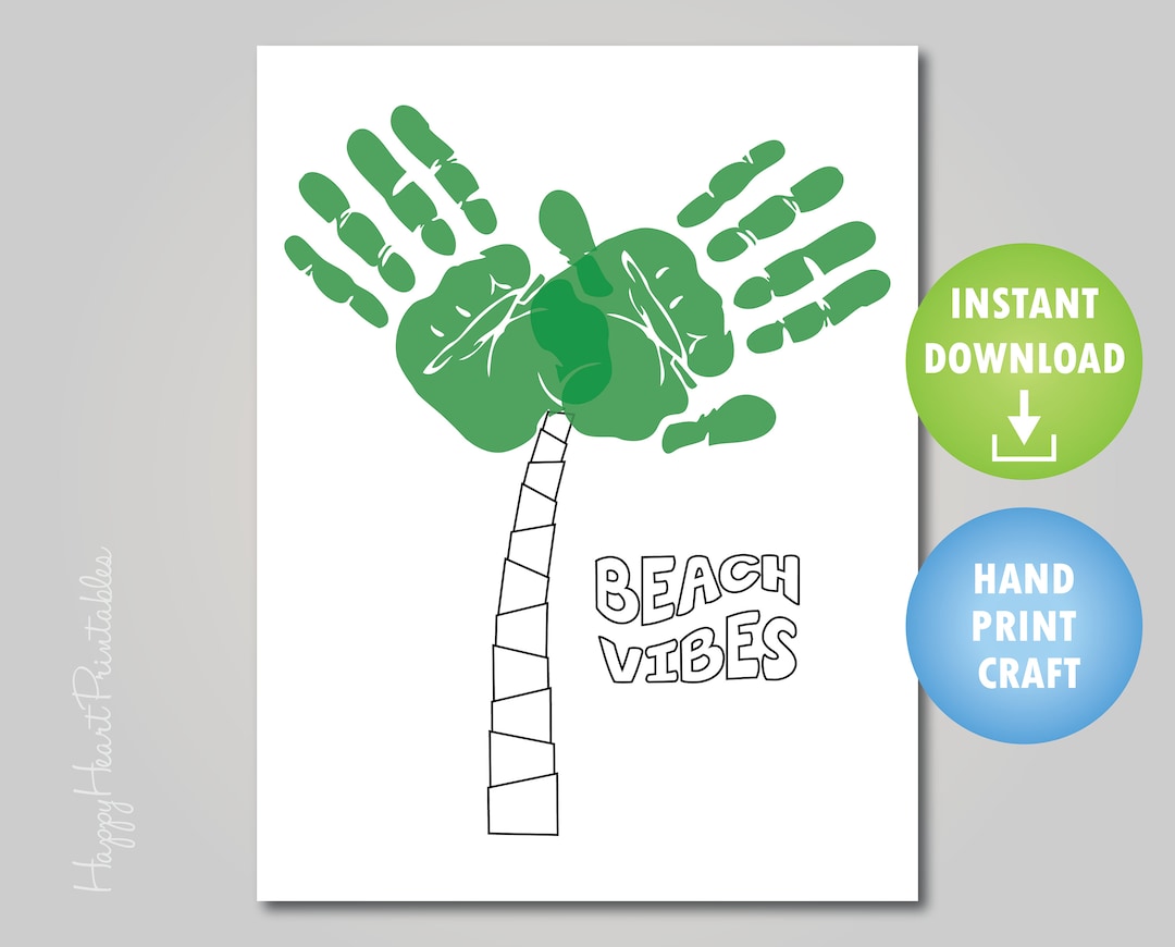 Palm Tree Handprint Craft Printable - Etsy