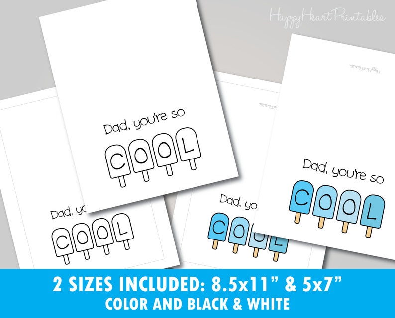 Printable Father's Day Card Cool Popsicle Card - Etsy