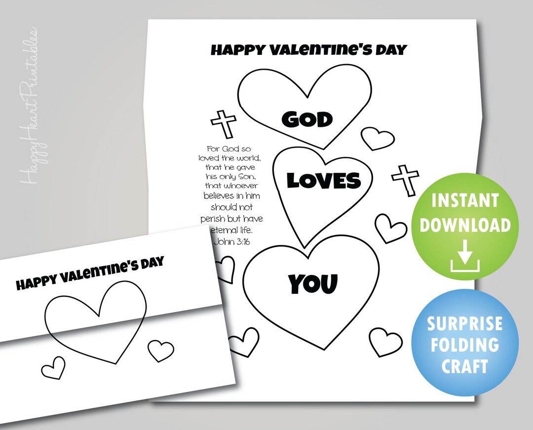 Valentine's Day Folding Surprise Craft or Card - God Loves You - Etsy