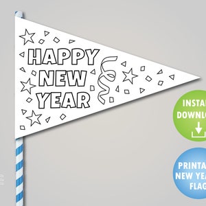 New Years Eve Printable Pennant Flag - Etsy