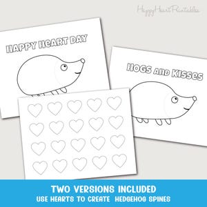 Hedgehog Valentine's Day Printable Craft Template - Etsy