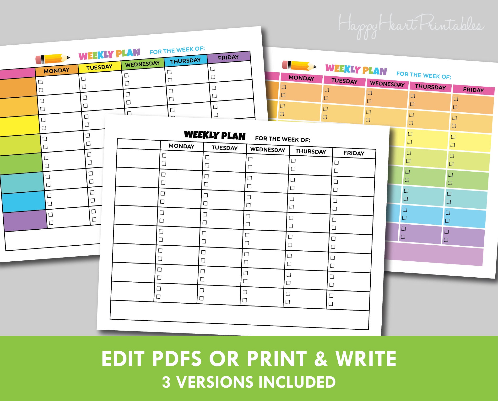 Printable School Schedule and Weekly Planner - Editable PDF - Etsy