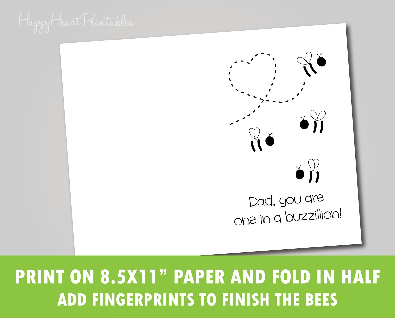 Fingerprint Bee Printable Father's Day Card - Etsy