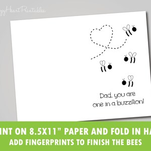 Fingerprint Bee Printable Father's Day Card - Etsy