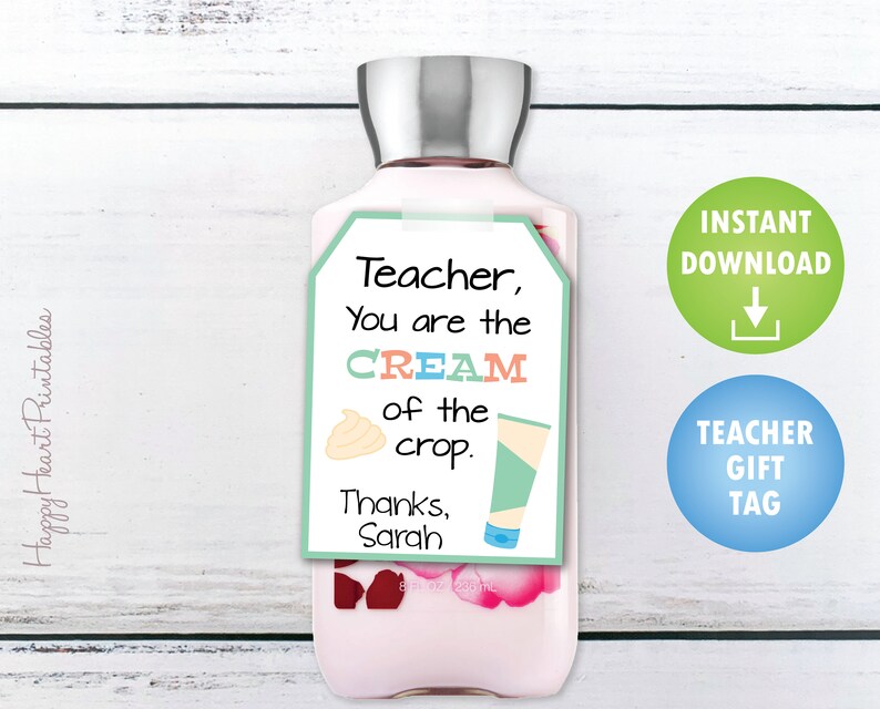 Teacher Appreciation Gift Tag Printable hand cream gift Tag | Etsy