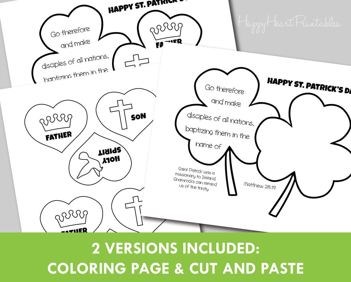 Shamrock Trinity Printable St. Patrick's Day Craft | Etsy