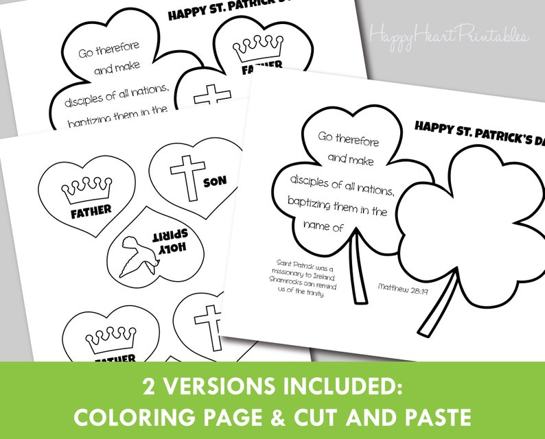 Shamrock Trinity Printable St. Patrick's Day Craft | Etsy