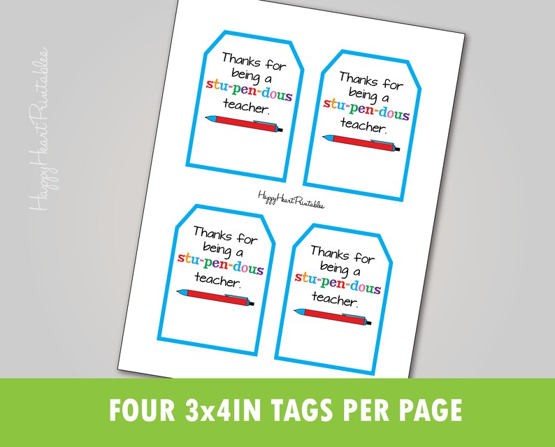 Teacher Appreciation Gift Tag Printable Gift Tag for Pens - Etsy